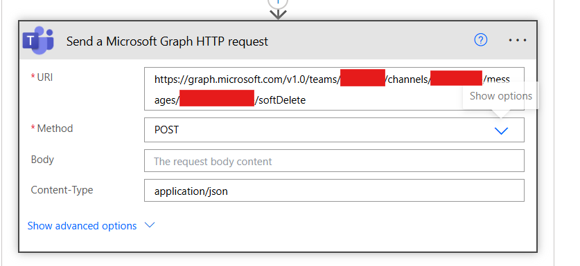Unable to delete a teams channel message using graph api. error :- Failed-Delete Message ...