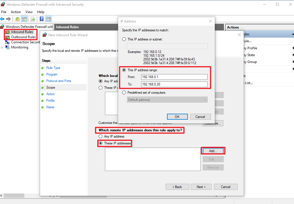 Can i exclude set of IP Address range from the Windows Firewall Rule? - Microsoft Q&A