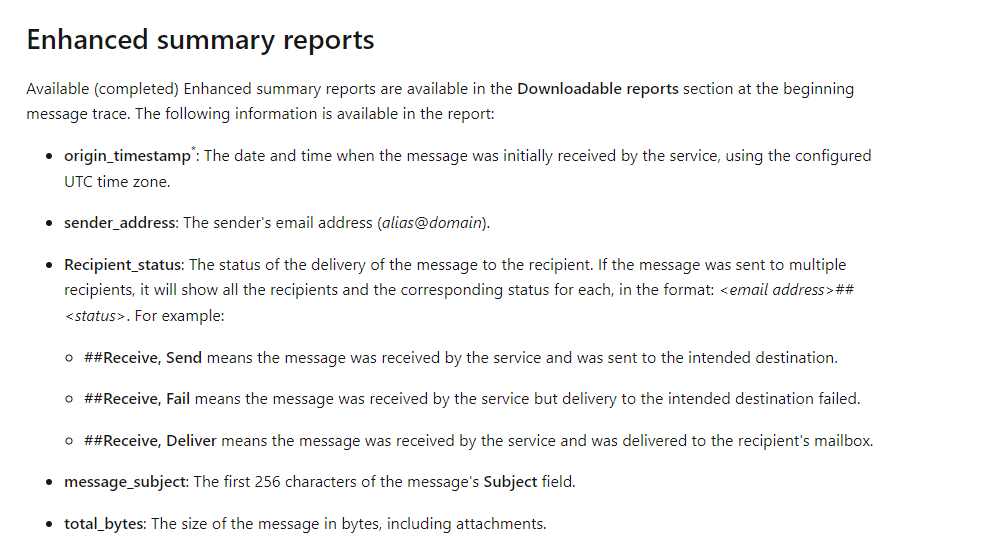 Message Trace has no link to download the downloadable reports ...