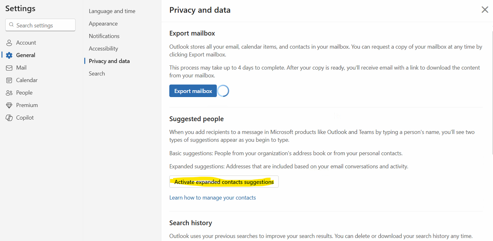 Outlook Webmail Contact suggestion is not populating - Microsoft Q&A