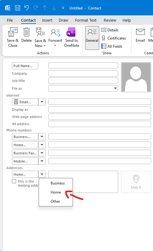 How can I enter Home Address info when creating a contact using Classic ...