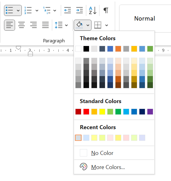 Why there's a different set of shading colors in two word files opened ...