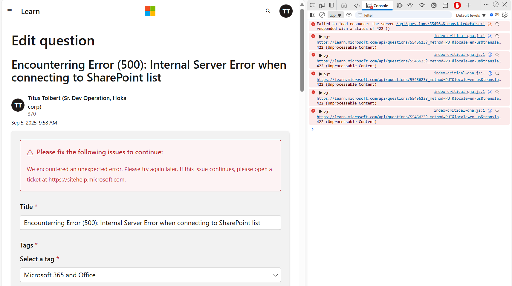 Is it a new bug: SharePoint Development tag error - Microsoft Q&A