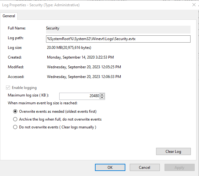 Security Logs are Filling up on Windows 11 - Microsoft Q&A
