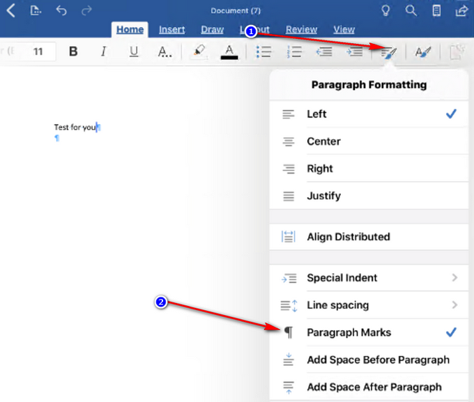 Paragraph indicator (Word for iPad) - Microsoft Q&A