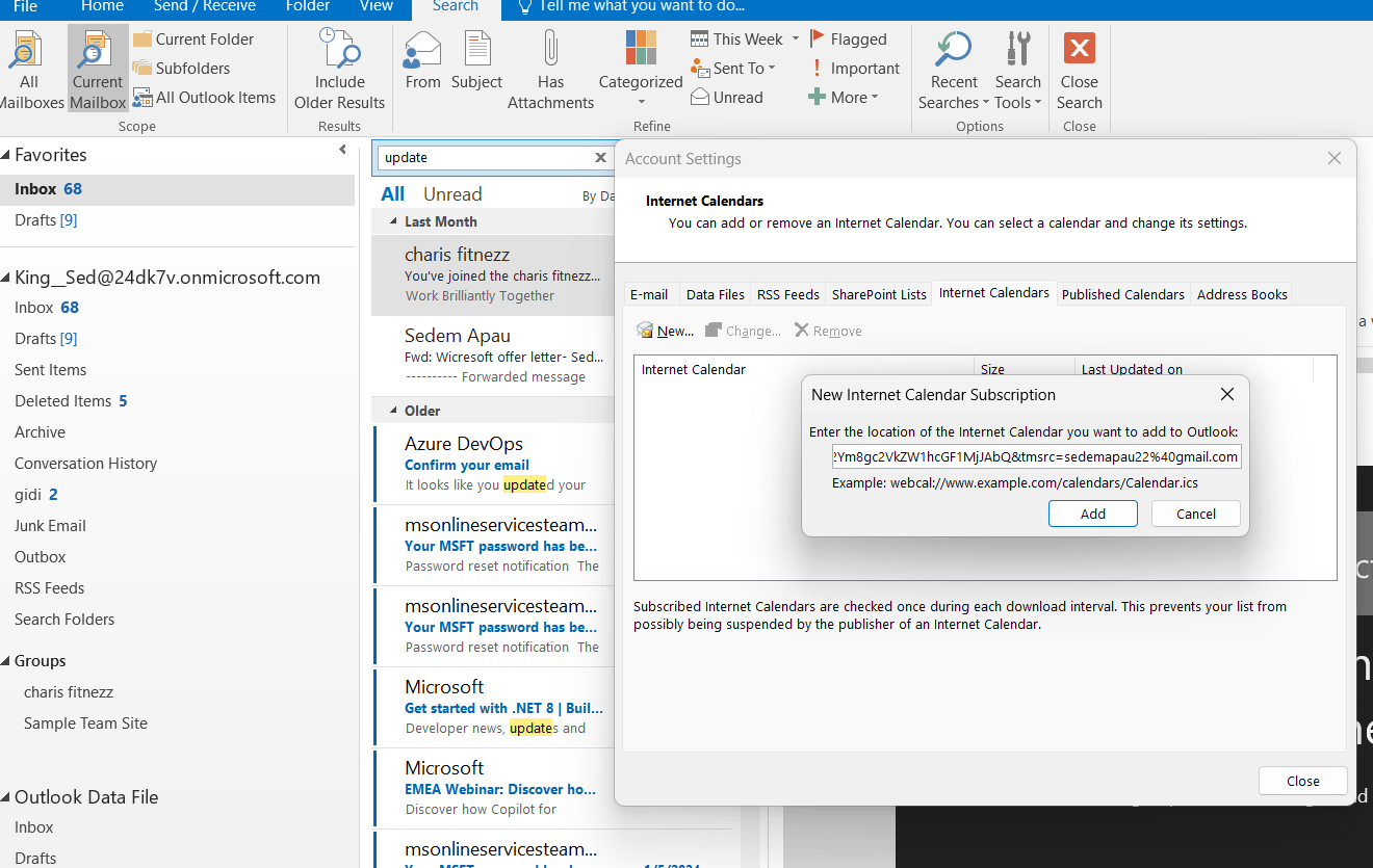 I cannot add an internet calendar - Microsoft Q&A