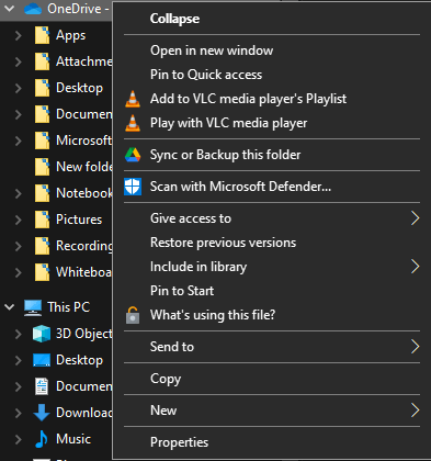 How do I remove my onedrive business folder from explorer (and anywhere ...