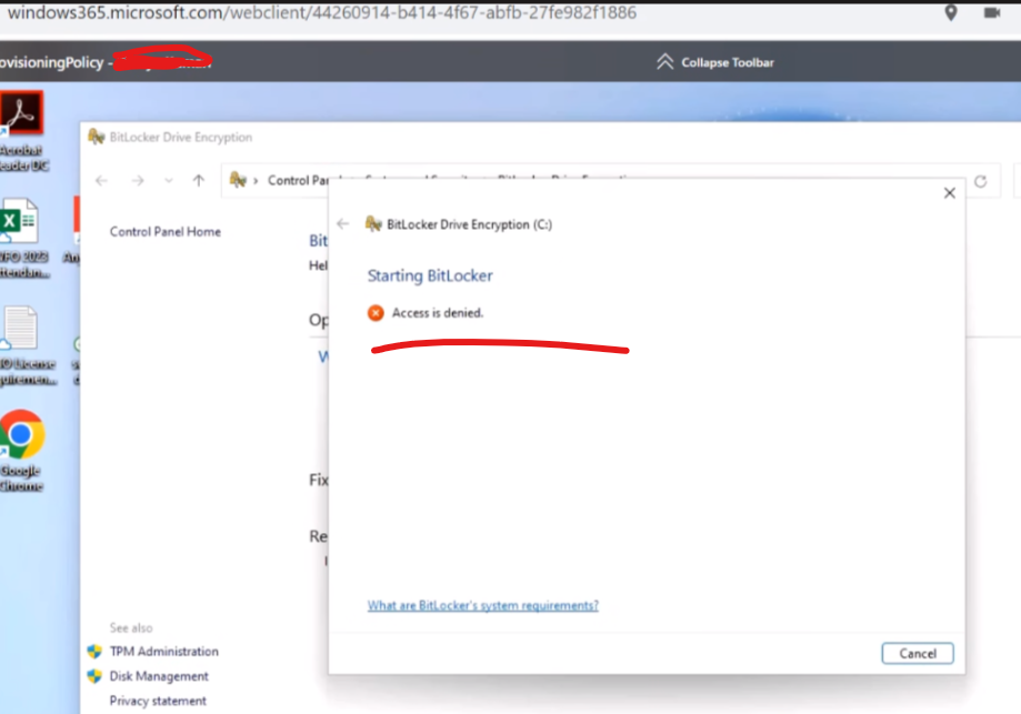 Windows 365 disk and data encryption issue - Microsoft Q&A