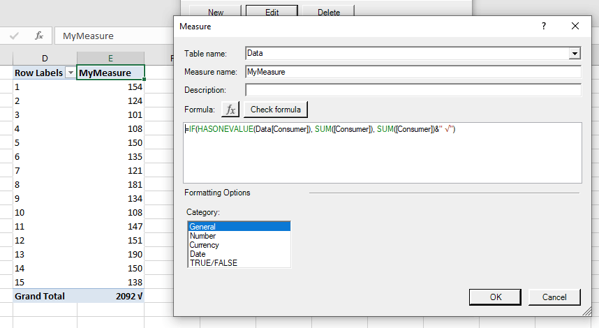 How to apply tick symbol into Pivot table-Character code 252 ...