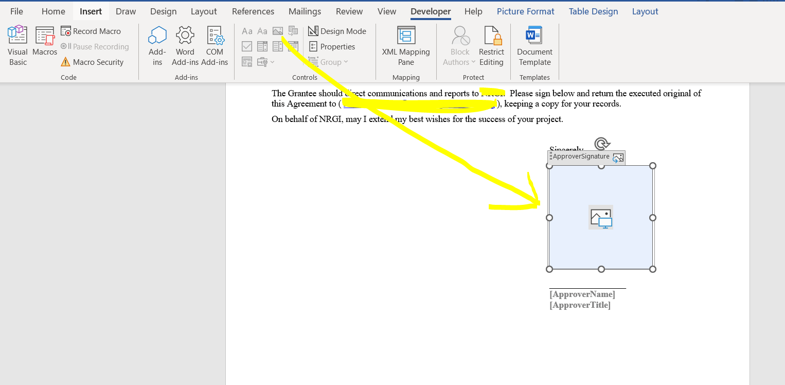 Can i add/copy the same Picture Content Control in multiple locations ...