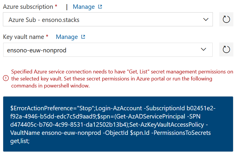 How Do I To Set Permissions On Azure Key Vault For An Azure Devops Variable Group To Recognise