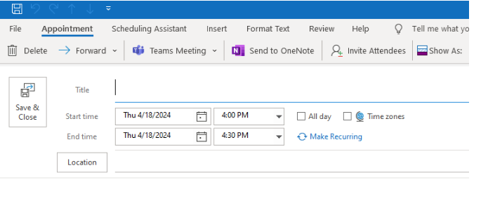 Open new outlook appointment in react app - Microsoft Q&A