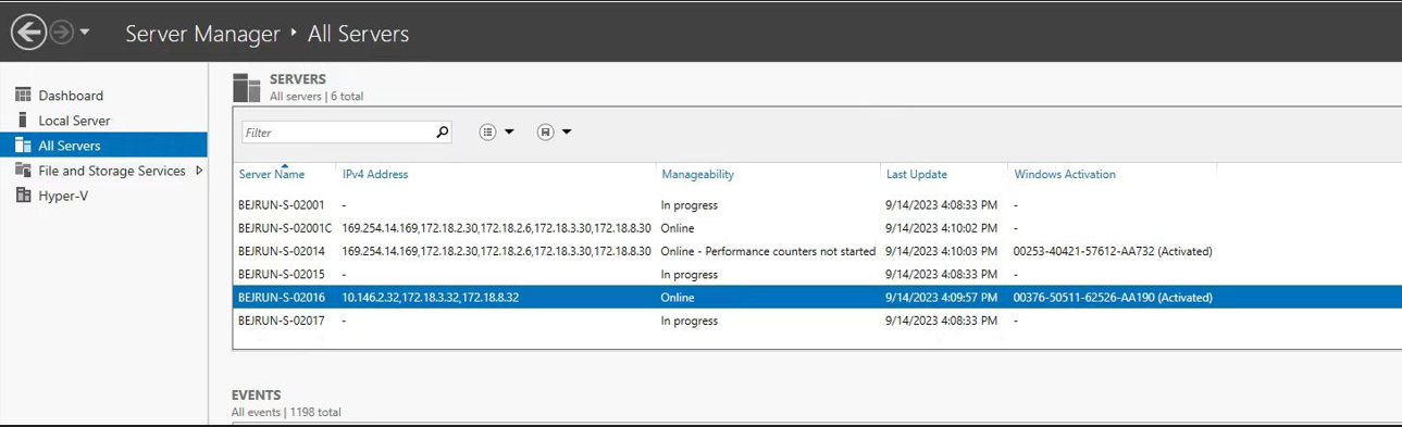 The machine display in the Windows Server 2016 cluster is in progress ...