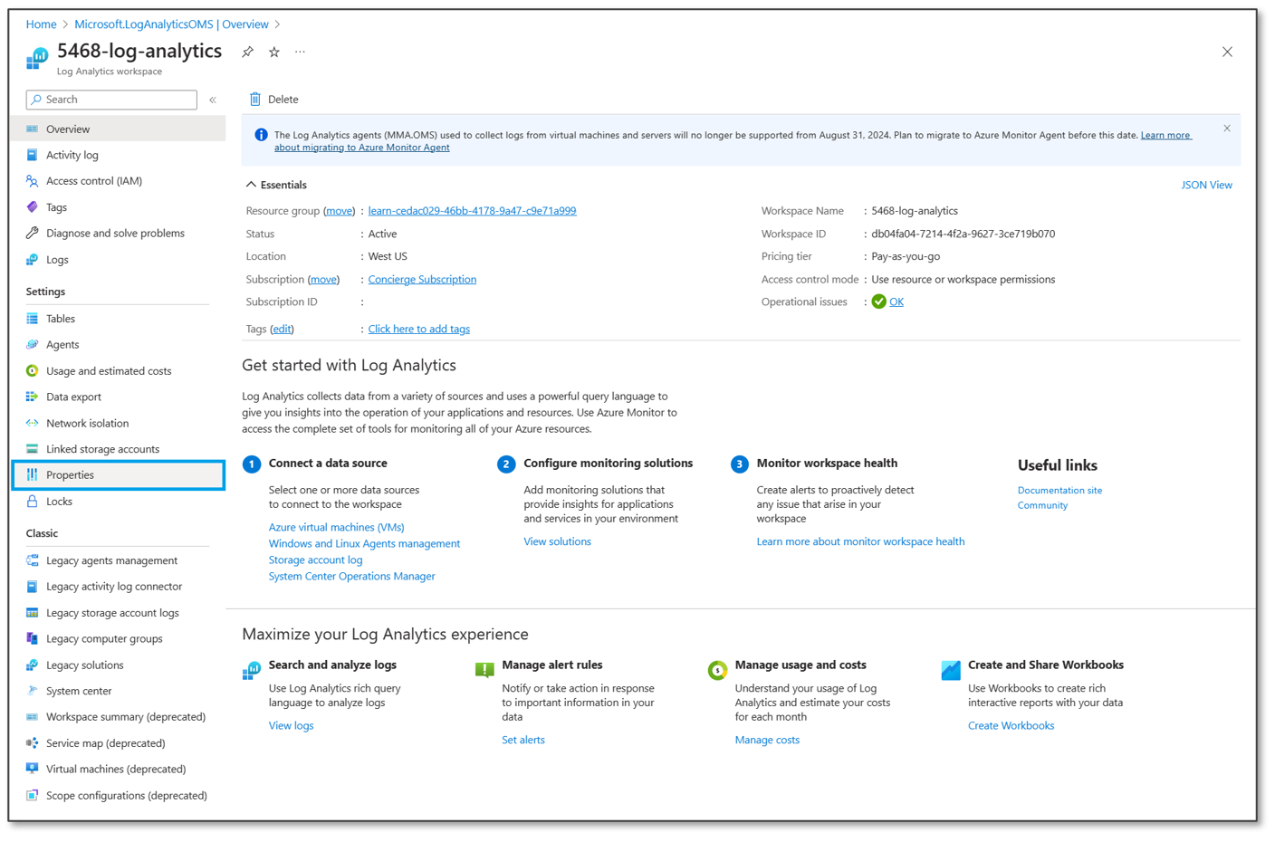 Invalid Instruction To Set Up Log Analytics Workspace En Us