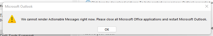 Unable to render Actionable Messages - Error constantly displays ...