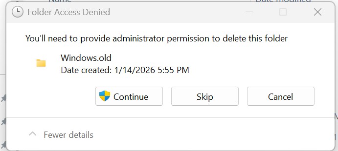 Unable To Delete Windows.old (Using Delete OR SysInternals) - Microsoft Q&A