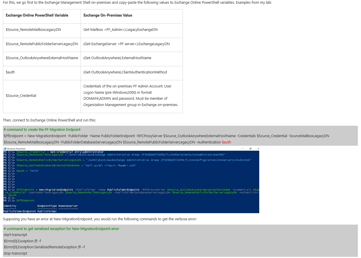 Unable to create Public Folder migration endpoint. - Microsoft Q&A