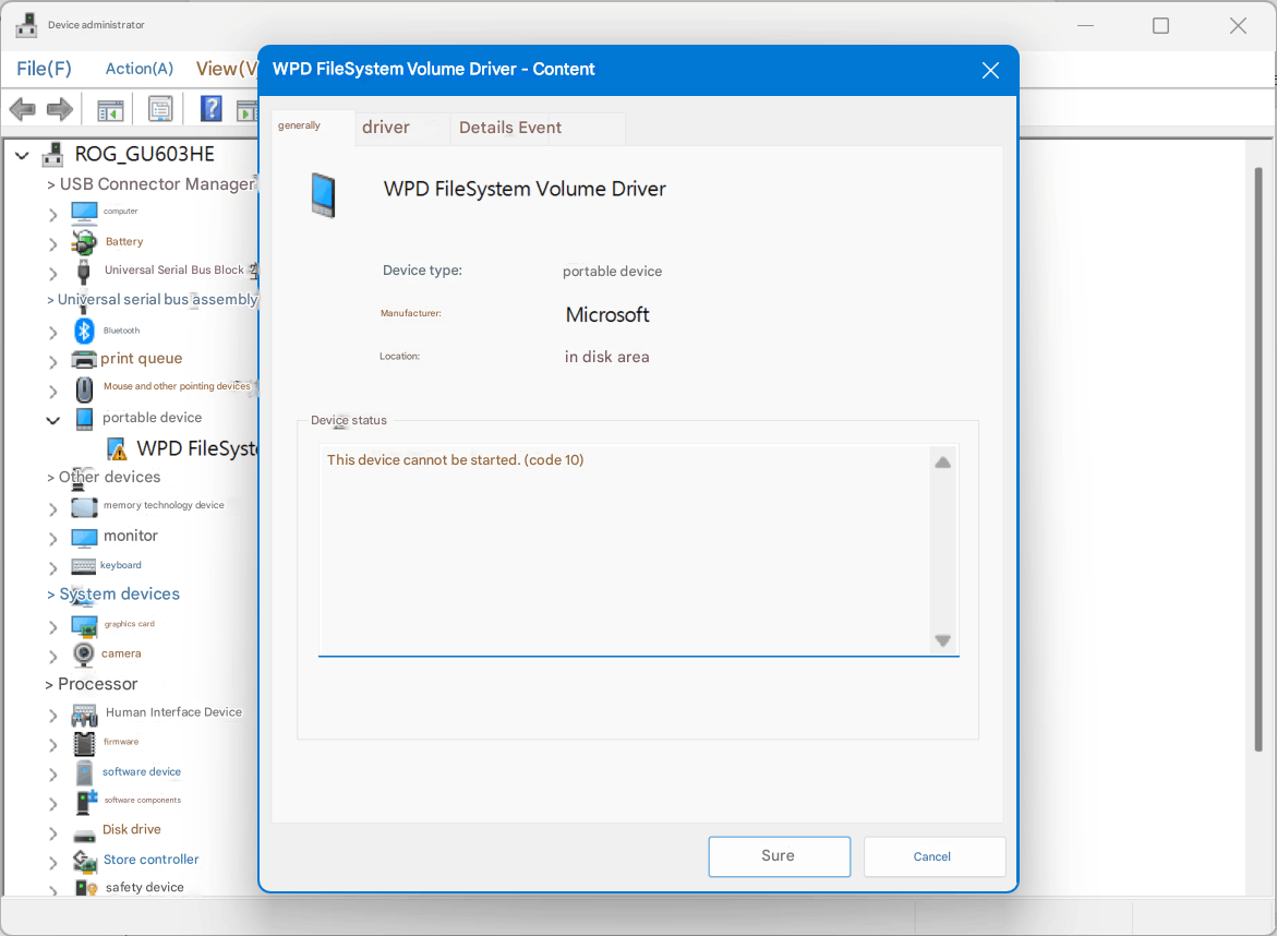 裝置管理員顯示:WPD FileSystem Volume Driver 這個裝置無法啟動。 (代碼 10)/usb隨身碟內的exe檔案無法 ...