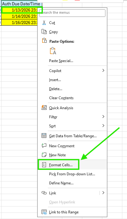 Formula to make a line change color if not completed by midnight on day ...