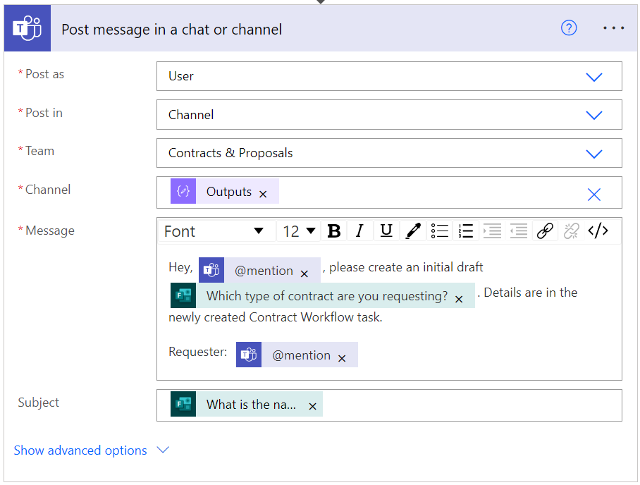 How to dynamically select team channel to post message to in power automate? - Microsoft Q&A