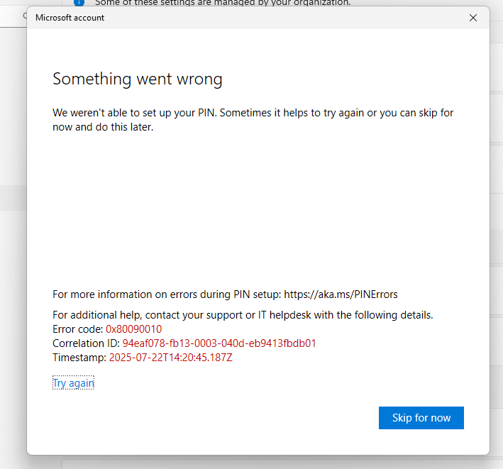 How to Fix Windows Hello for Business error code 0x80090010 - Microsoft Q&A
