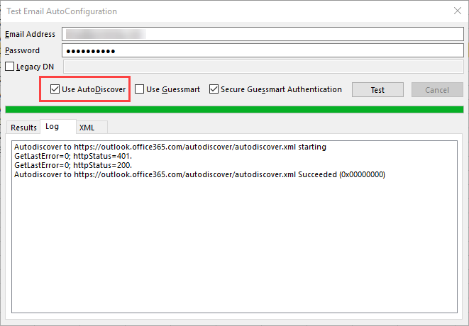 Test E-Mail AutoConfiguration's Log tab remains blank (even when ...
