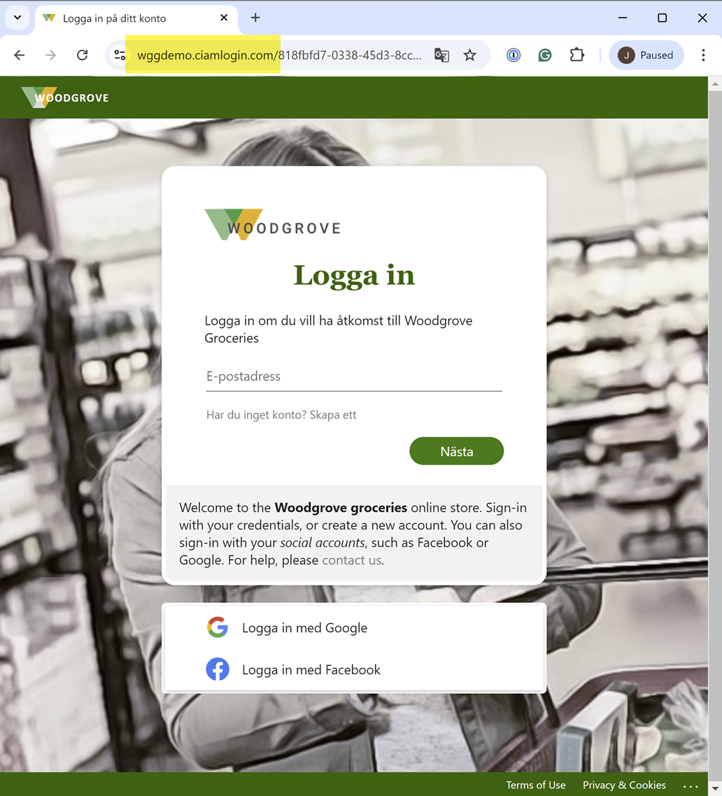 Entra External ID sign in page generated under custom domain name in ...