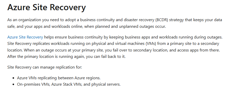 Azure Site Recovery query - Microsoft Q&A