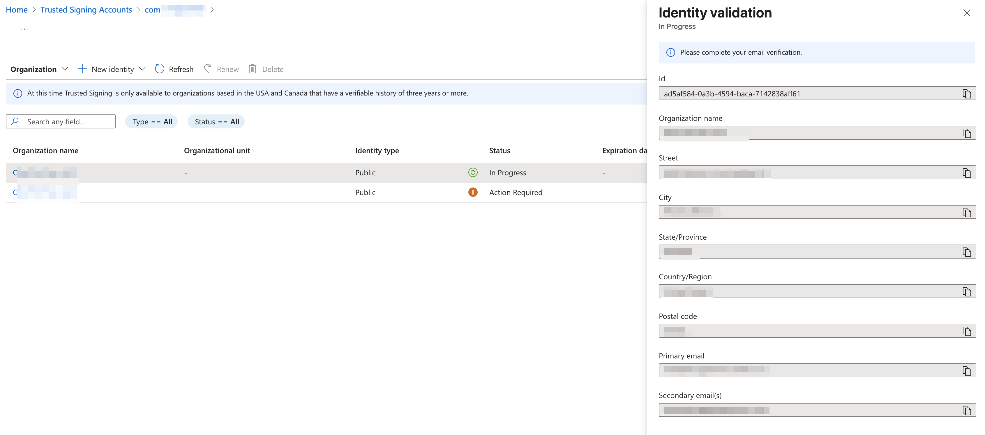 How do I complete Identity validation for Trusted Signing Accounts? - Microsoft Q&A