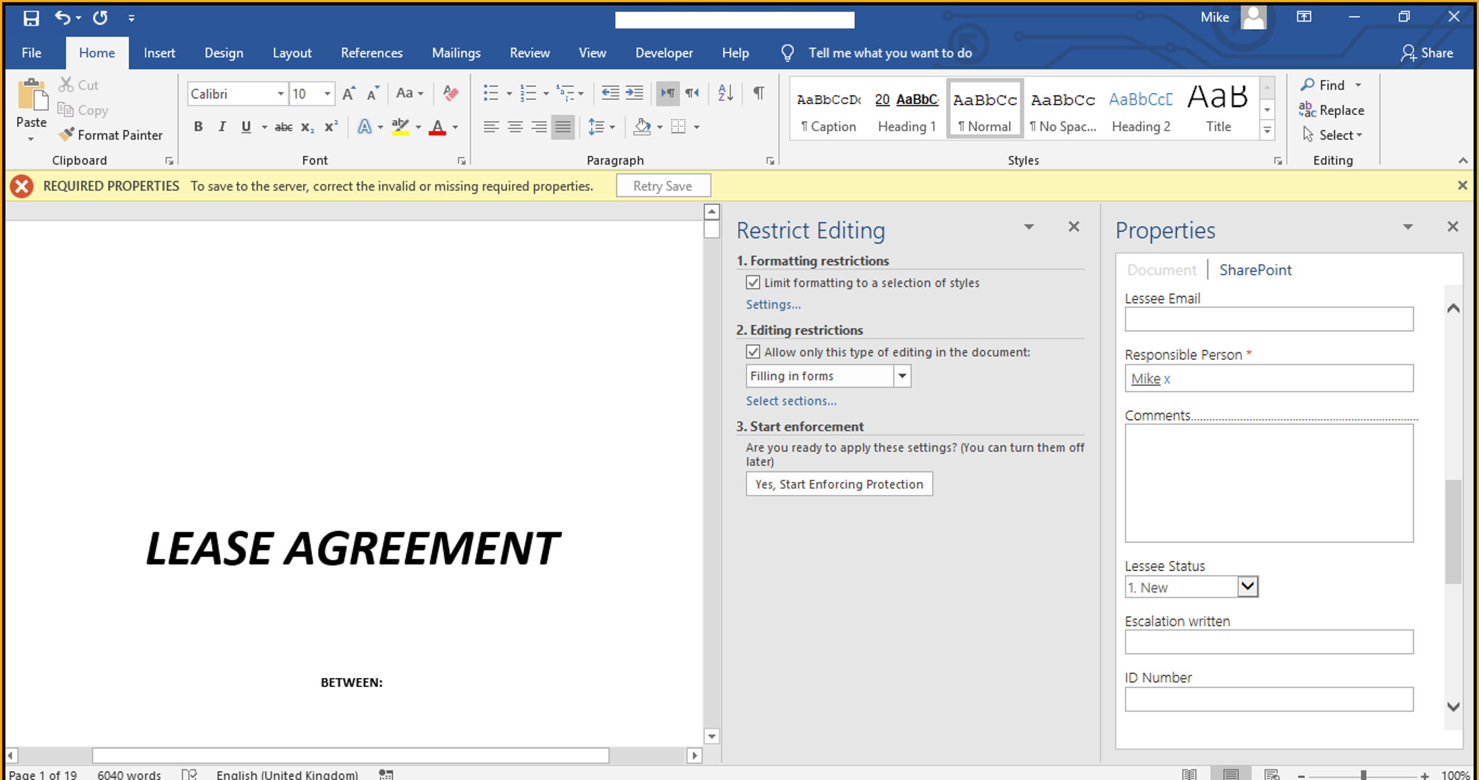 Unable to edit Mandatory metadata field in word document in client ...