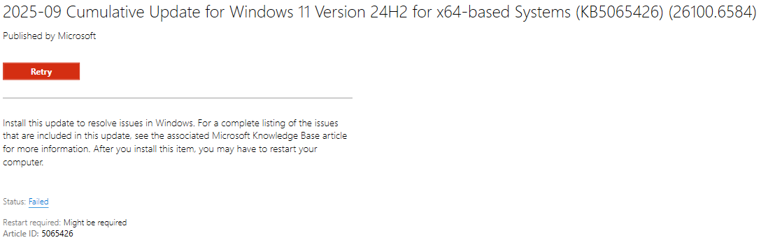Why do I keep getting a 0x80240017(-2145124329) error when I try to ...