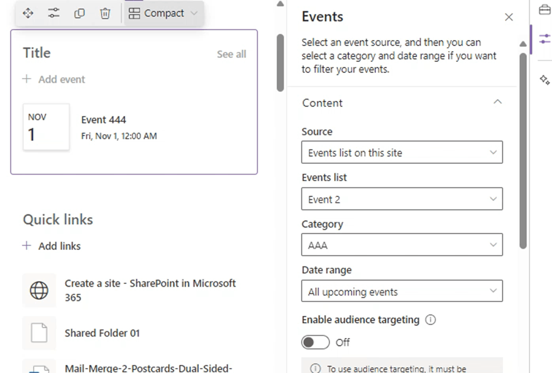 SharePoint Event Web Part only shows 2 upcoming events when filtered by ...