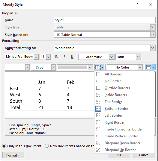 Word - Table Designs - Bottom Border Not Showing - Microsoft Q&A