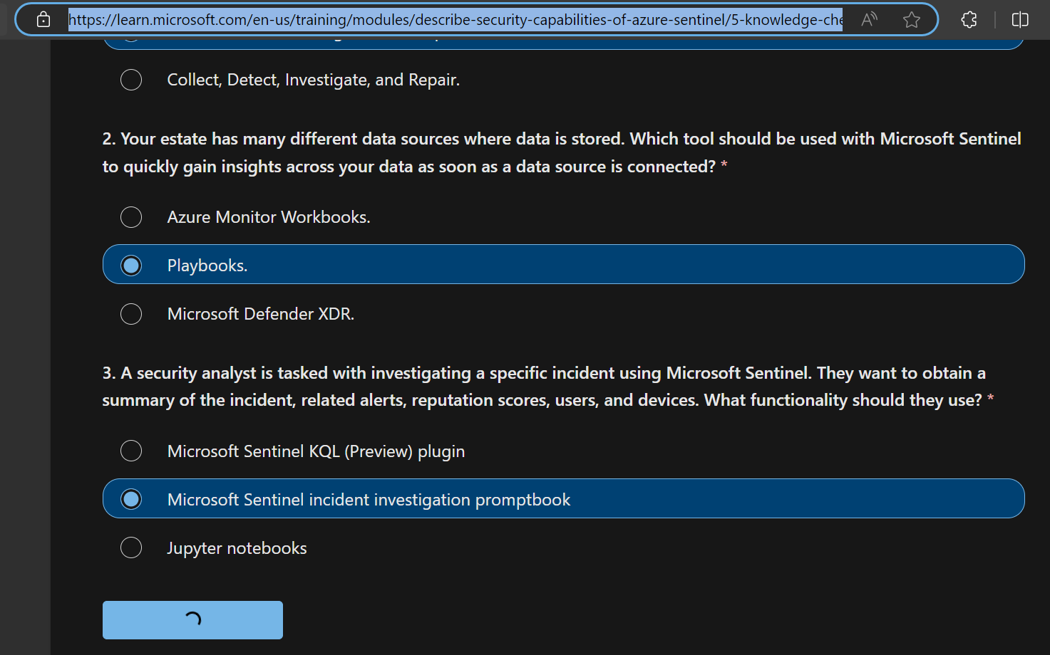 Knowledge Check Keep loading - Microsoft Q&A