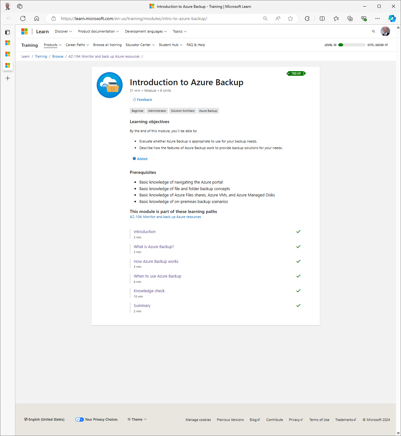 Time suggestion for Knowledge Check - Microsoft Q&A