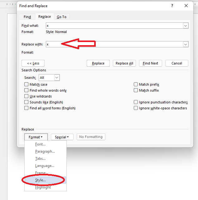 Format button grayed out in Replace - Microsoft Q&A
