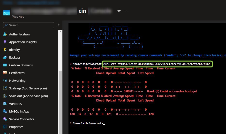 Not Getting Curl Response From West India Region Webapp But Same Curl Request Is Working From 
