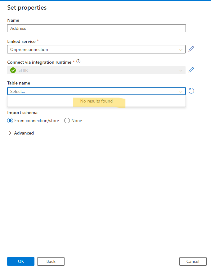Ho to fix table list not showing up after creating Linked service - Microsoft Q&A