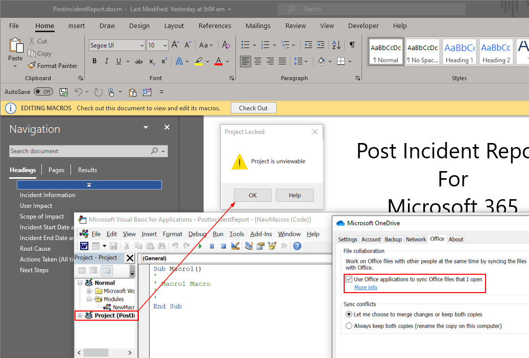 MS Word: Macro Project is unviewable - Microsoft Q&A