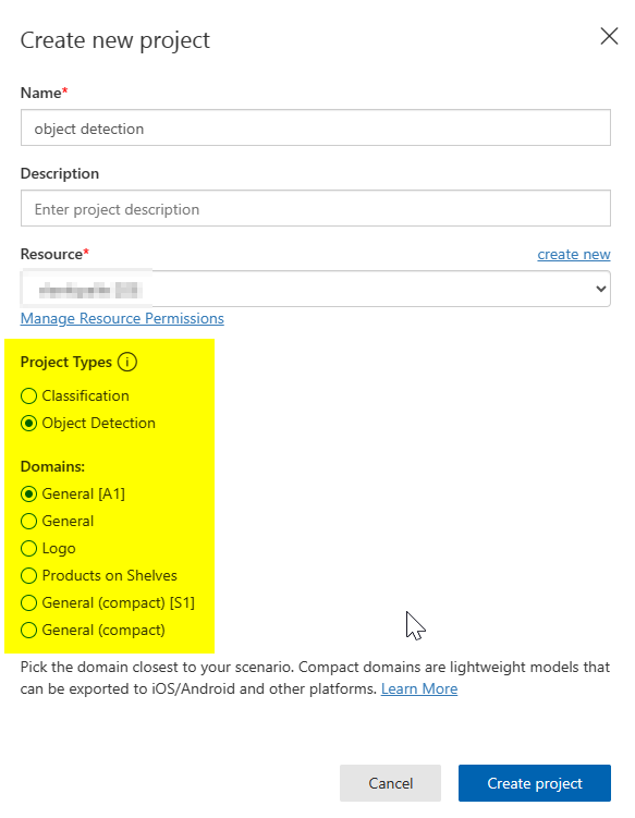 Unable to create new Custom Vision Project - Microsoft Q&A