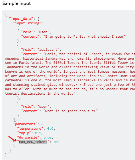 How to set "max_new_tokens" parameter in model prediction component? - Microsoft Q&A