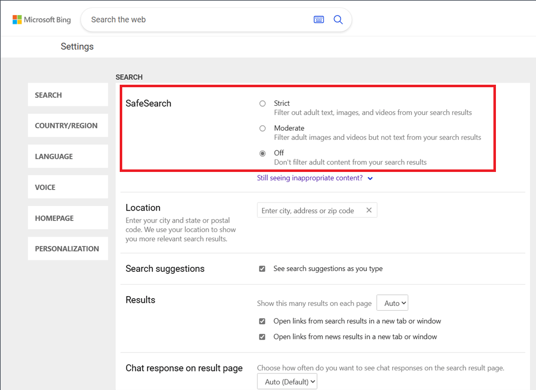 Safesearch stuck on strict - Microsoft Q&A