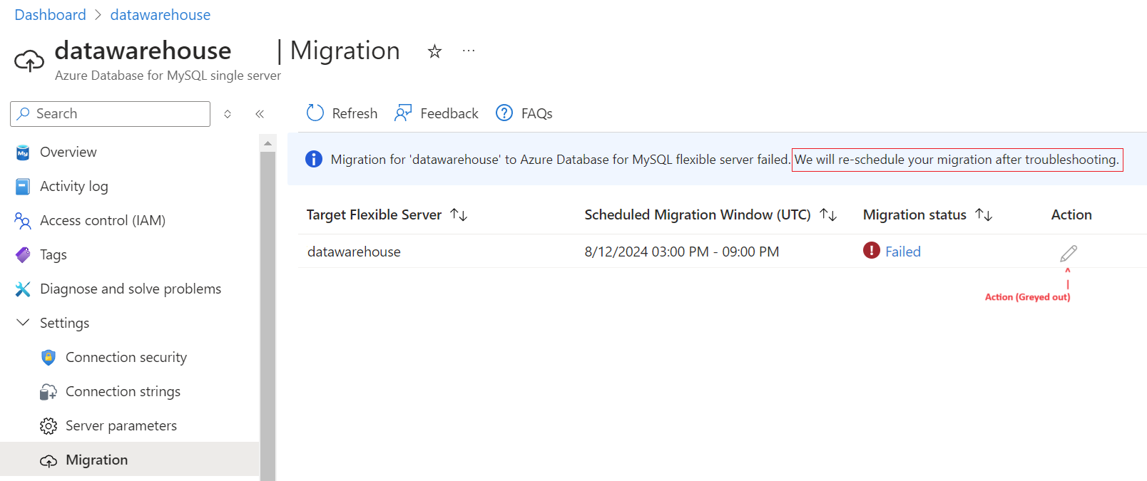 Azure MySQL from Single to Flexible Server Migration Failed (Who to contact ?) - Microsoft Q&A