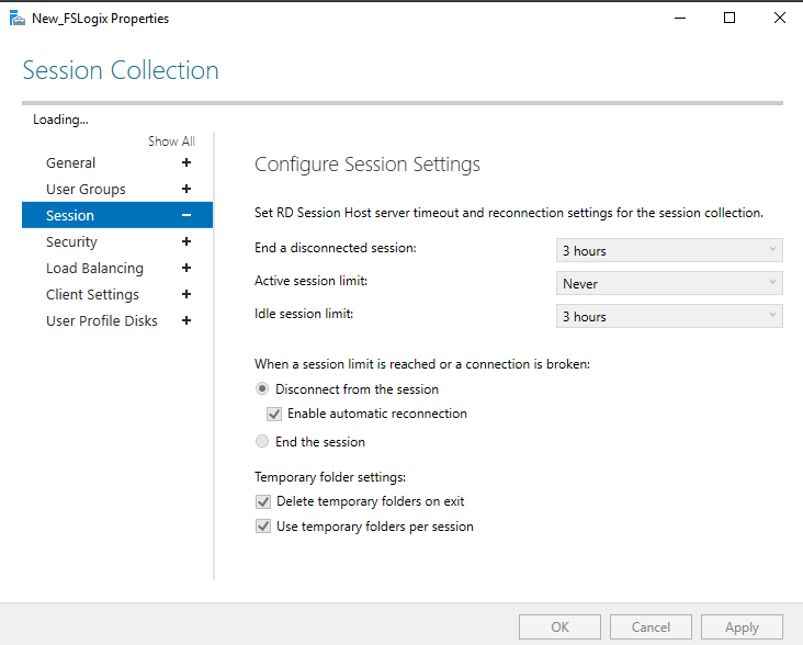 Remote desktop session collection configuration. - Microsoft Q&A