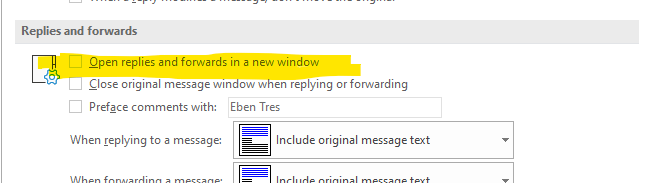 How to always open replies and forwarded emails in a separate window in ...