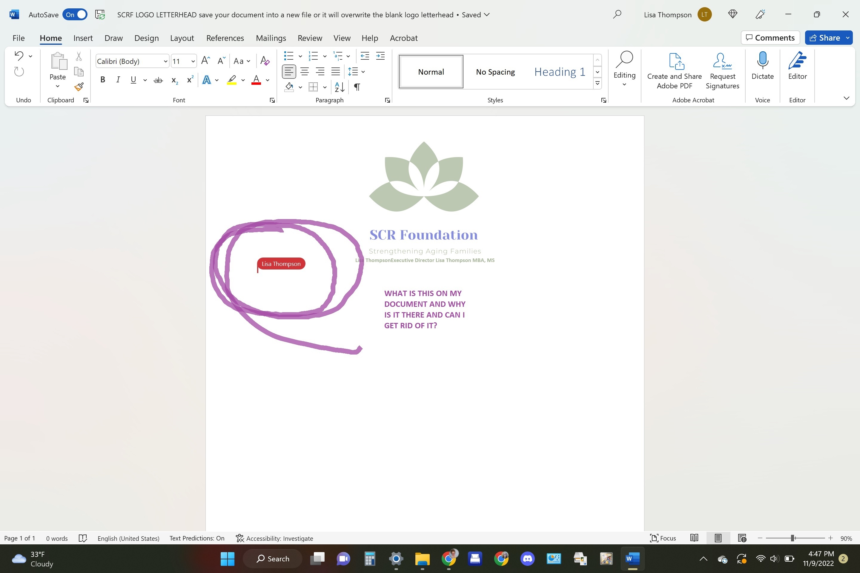 Weird symbol on my existing word document. Looks like a paragraph ...