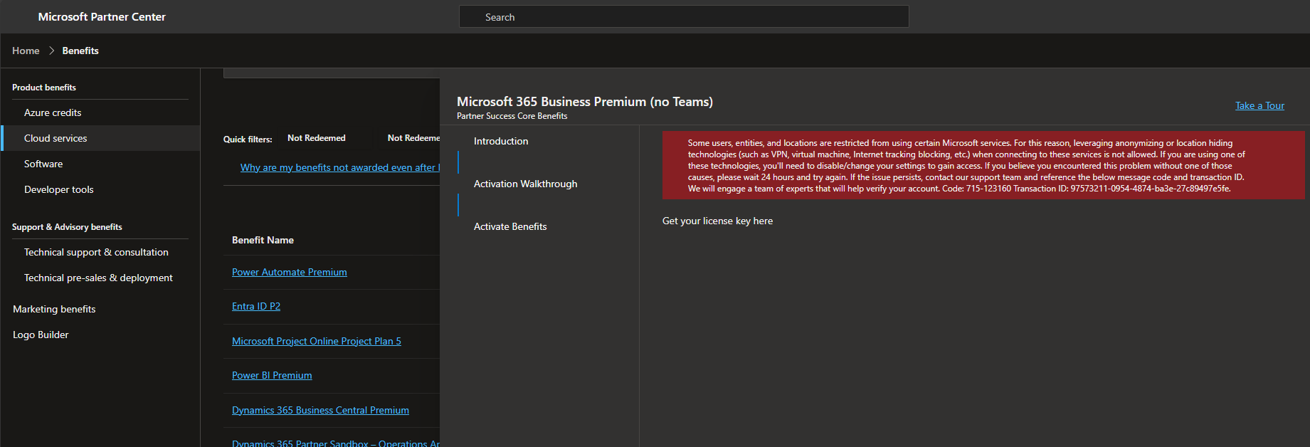 Cannot Register Cloud Benefits on Partner Portal - Microsoft Q&A