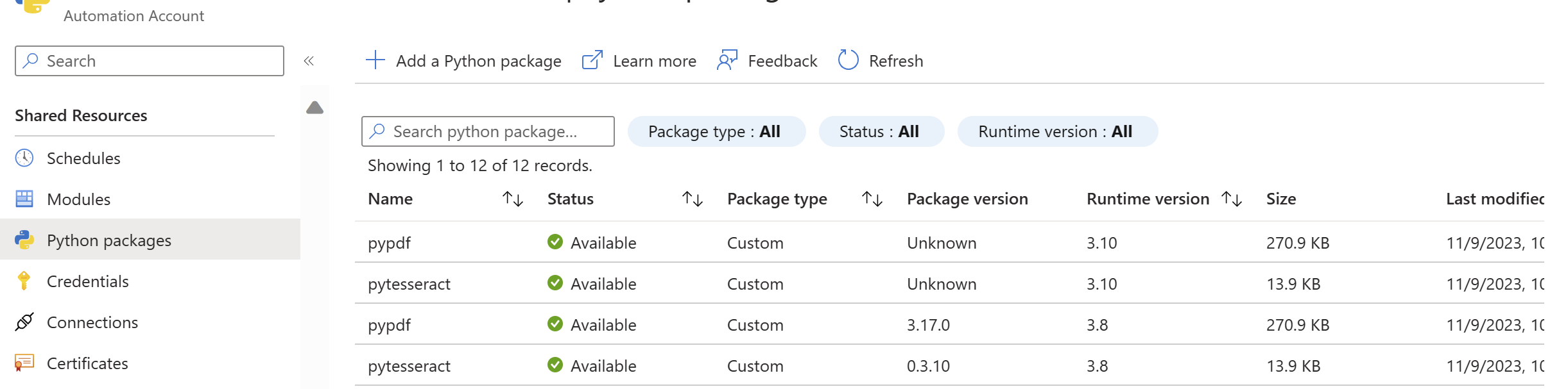 Trouble Migrating Python Code to Azure Runbook - Package Compatibility ... Trouble Migrating Python Code to Azure Runbook - Package Compatibility ...