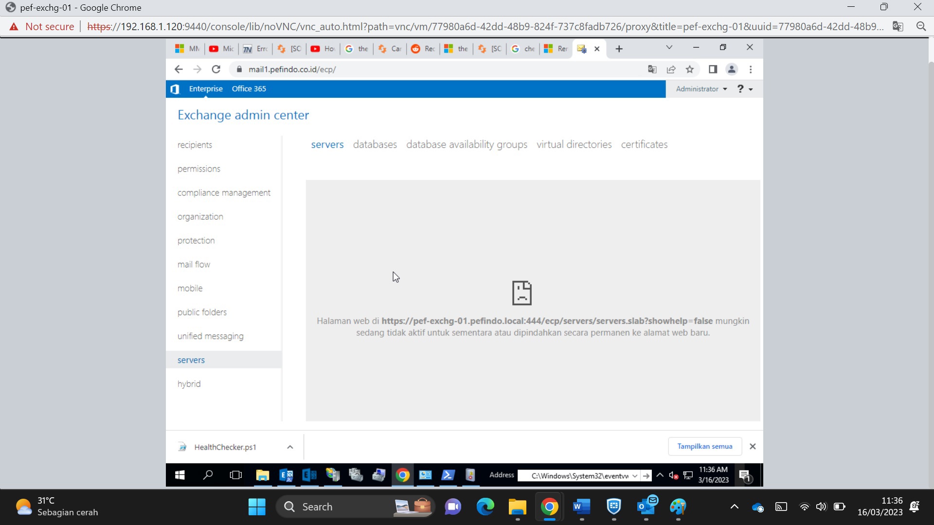 Exchange Back End Error on ECP - Microsoft Q&A