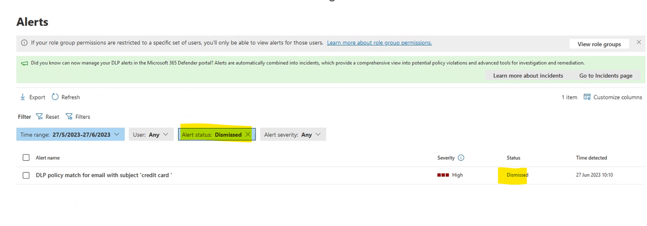 Report DLP Alert Dimissal Date & Time - Microsoft Q&A